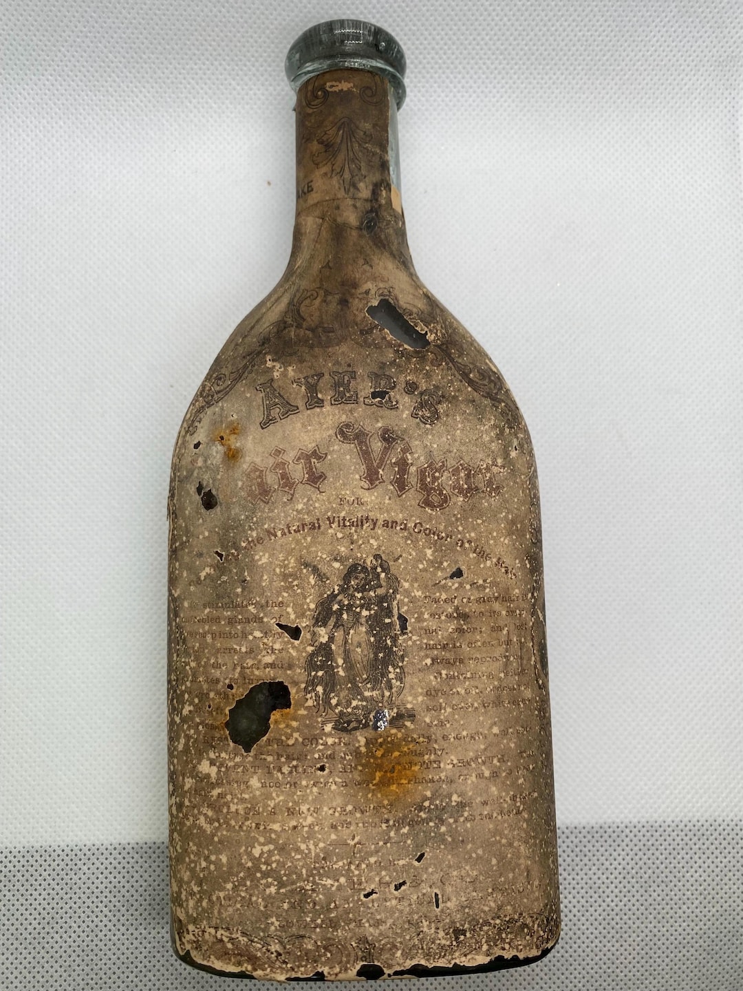 Antique 1860s AYER’S HAIR VIGOR Apothecary Bottle With Label. Very Rare ...