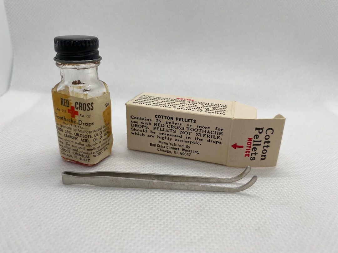 1960s Vintage RED CROSS Toothache Outfit Drops Medical Apothecary ...