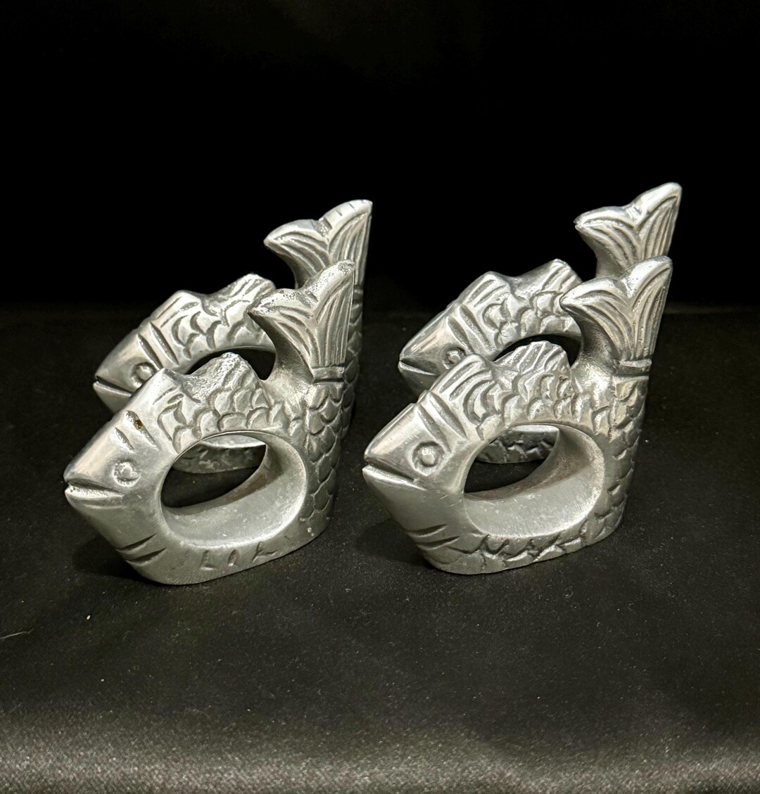 Vintage Pewter Fish Napkin Rings Set of 4 - Etsy
