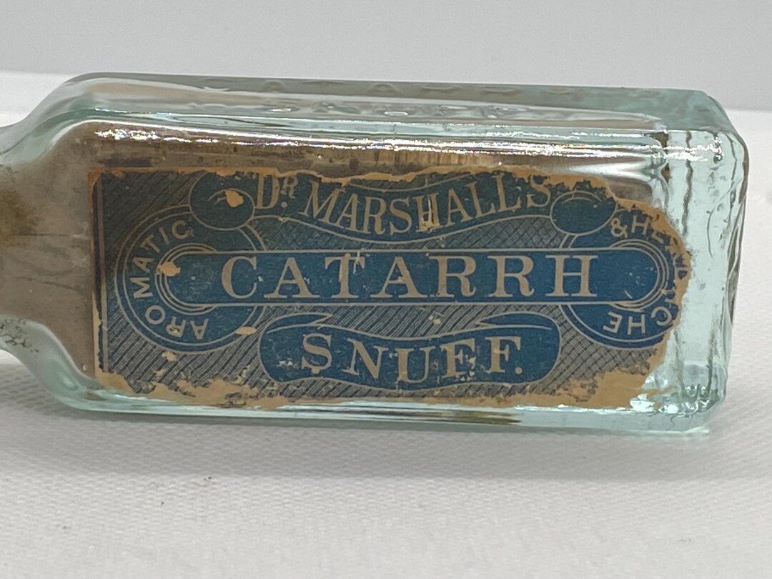1800s Antique Dr. Marshall’s CATARRH SNUFF QUACK Medicine Bottle Label ...