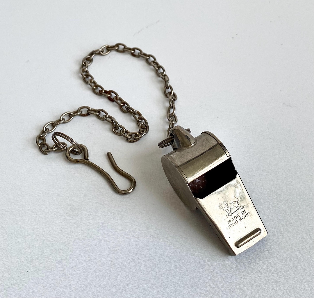 Vintage Brass Pea Whistle Silvertone Lion Emblem Made in Hong Kong ...