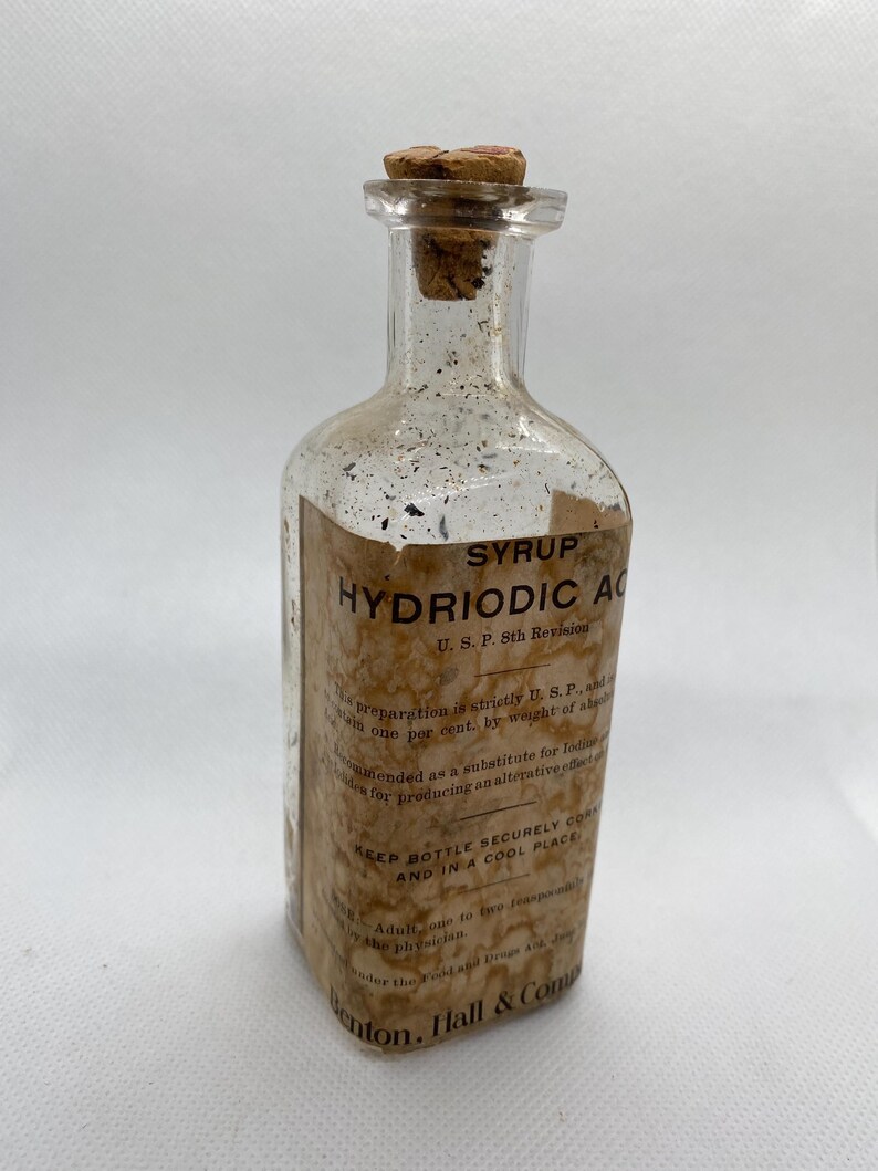 1910s Vintage HYDRIOTIC ACID Syrup Medical Apothecary Medicine Bottle ...