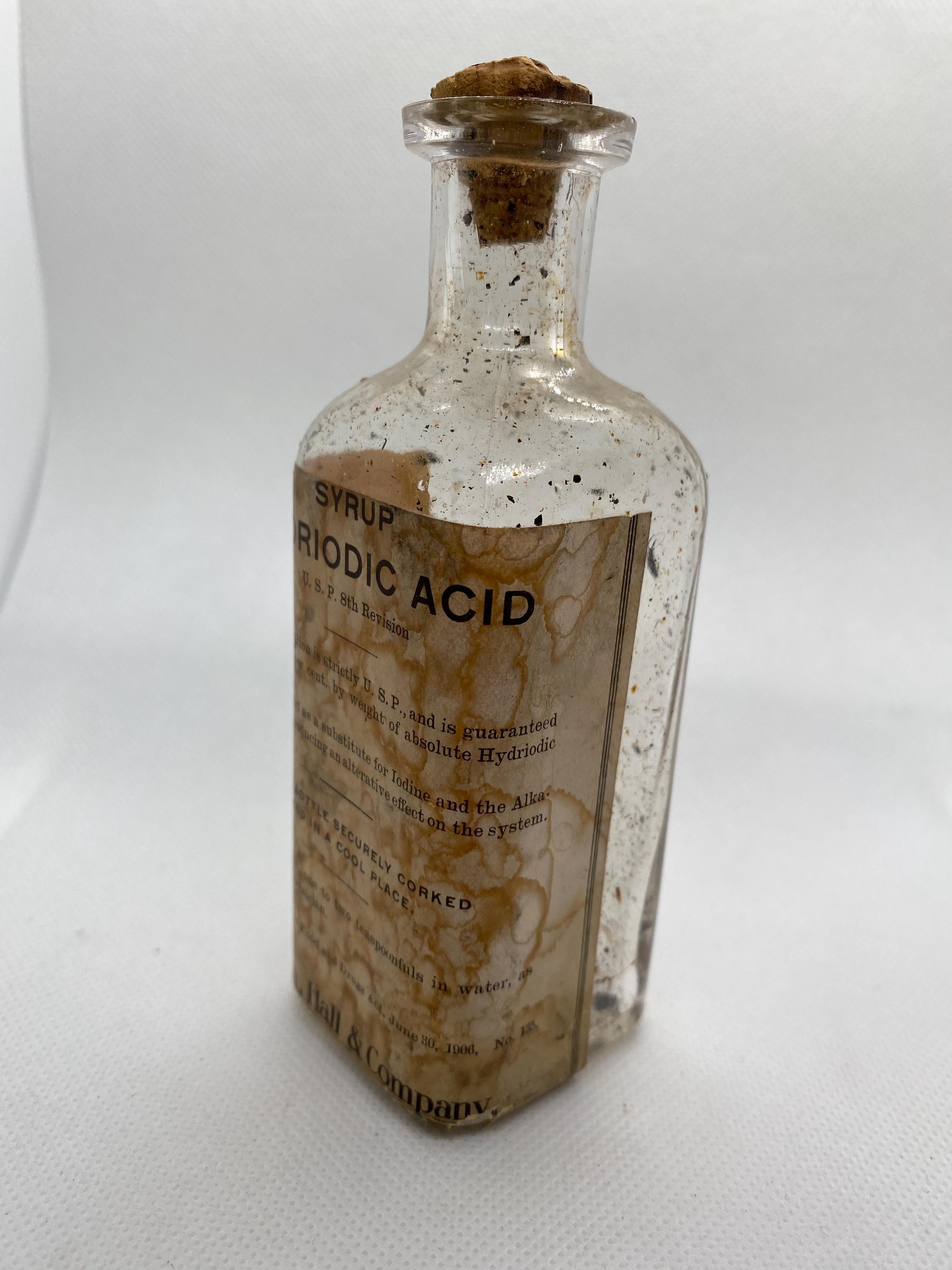 1910s Vintage HYDRIOTIC ACID Syrup Medical Apothecary Medicine Bottle ...