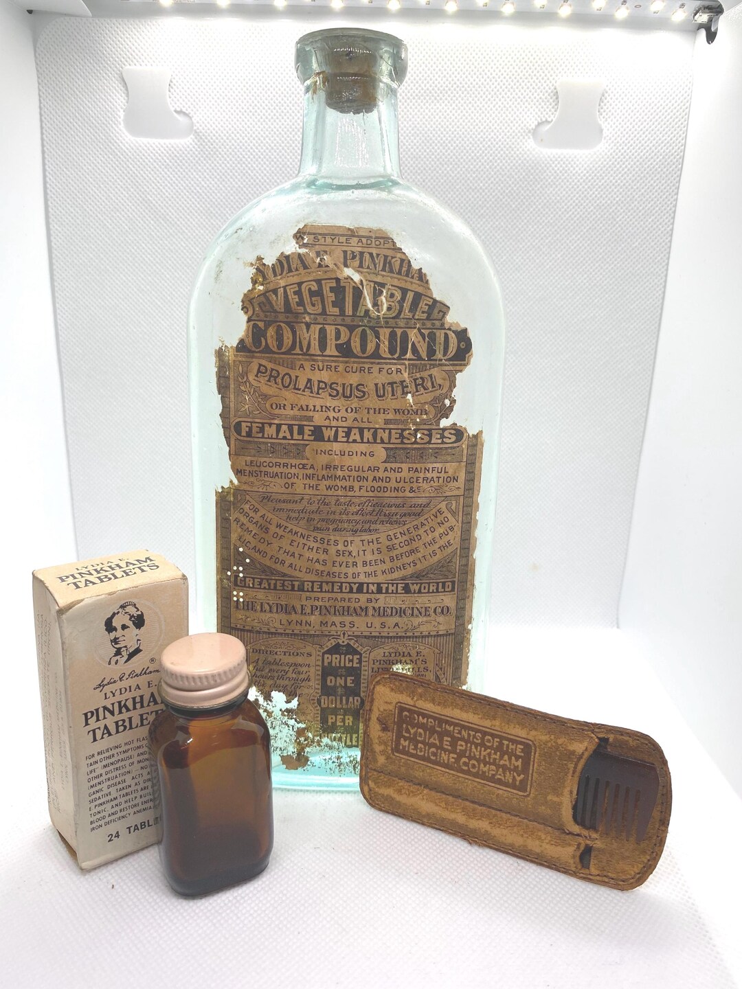 Antique LYDIA PINKHAM Advertising Collection Medicine Bottle With Label ...