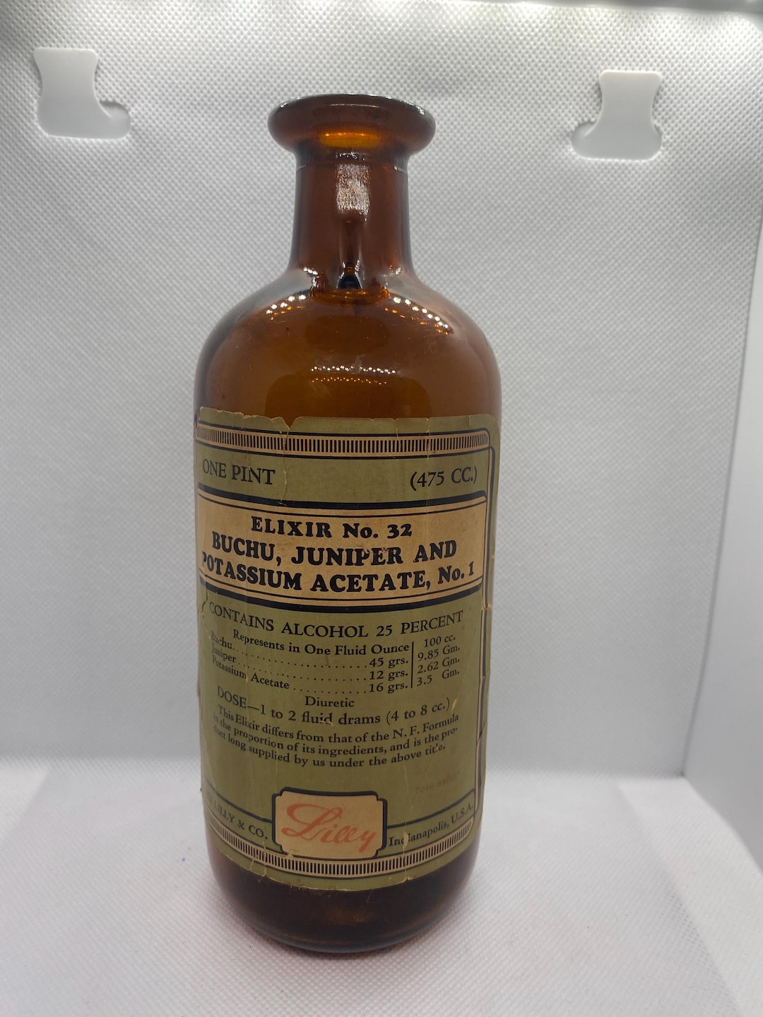 Early Antique Eli Lilly Elixir 32 Buchu, Juniper, Potassium Acetate ...