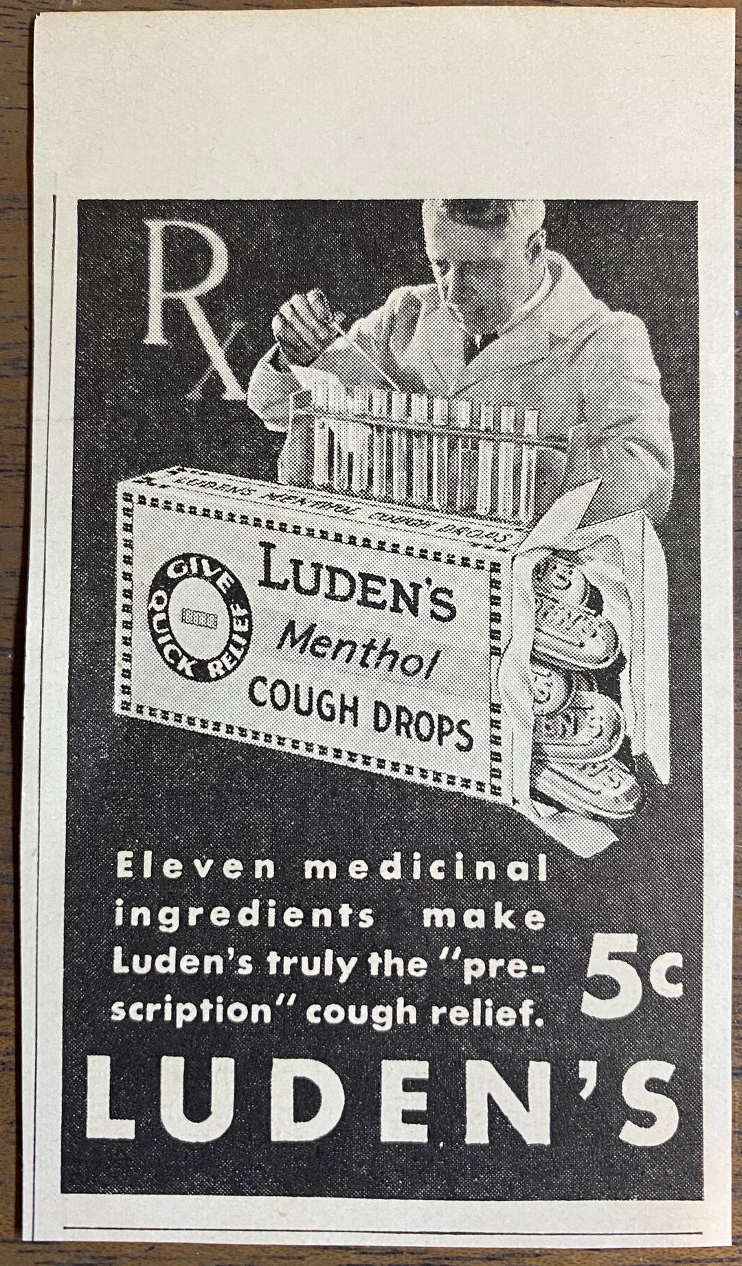 Vintage 1934 Ludens Menthol Cough Drops Advertisement - Etsy