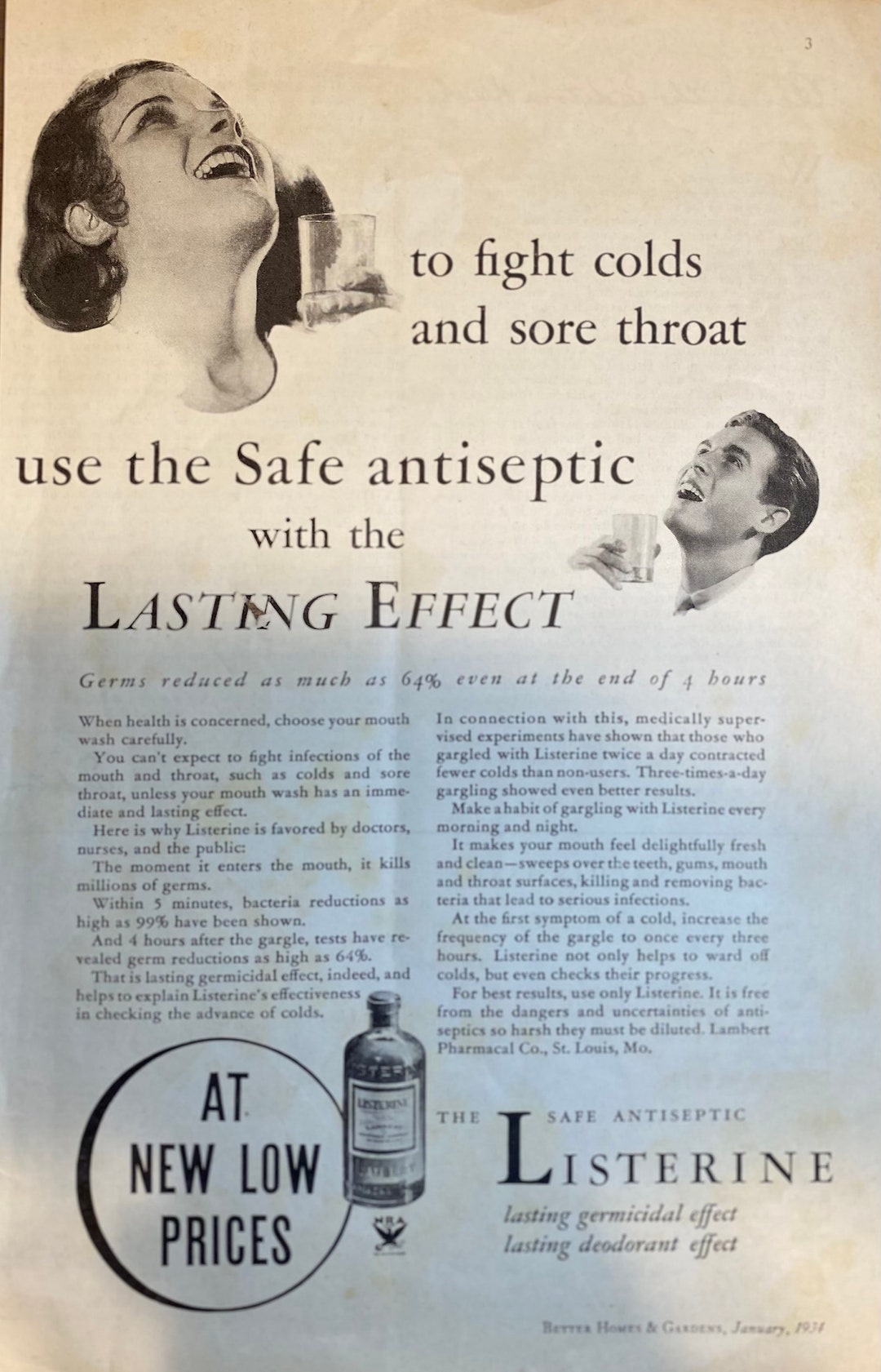 Vintage 1934 Listerine Mouthwash Original Advertisement - Etsy