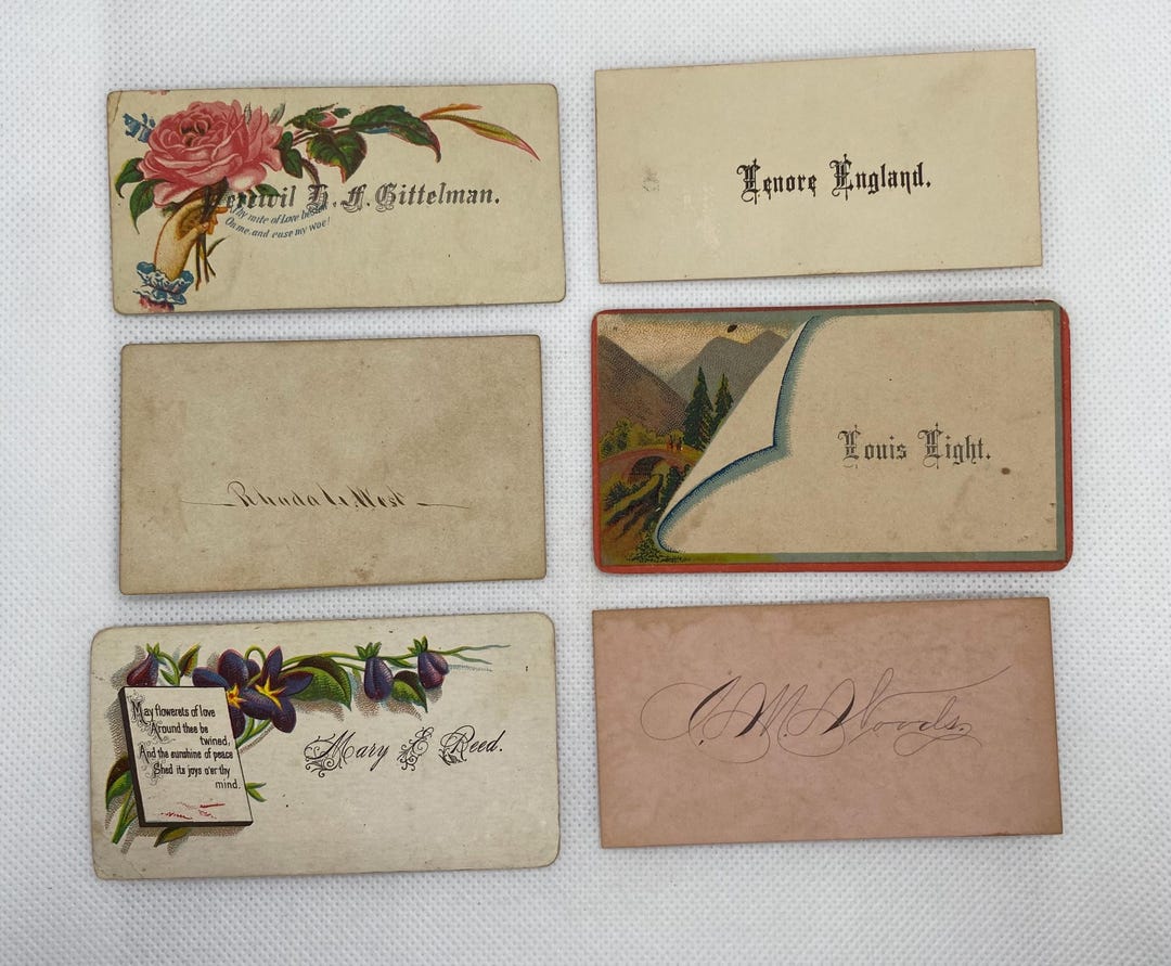 1870s Antique Personal Calling Cards Vintage Ephemera LOT OF 6 - Etsy