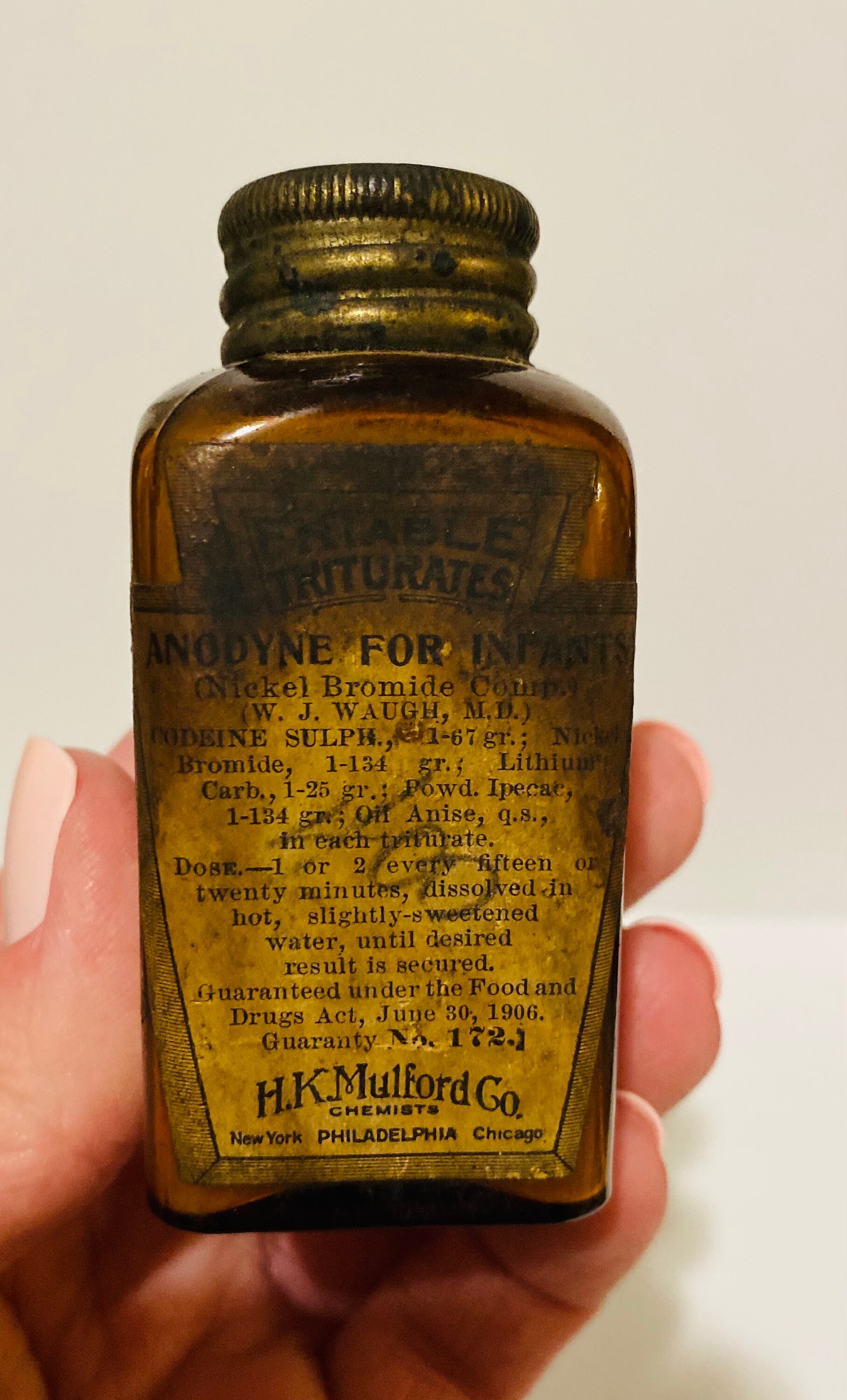 1900s H. K. Mulford Co. ANODYNE for Infants Friable Triturates 172 ...