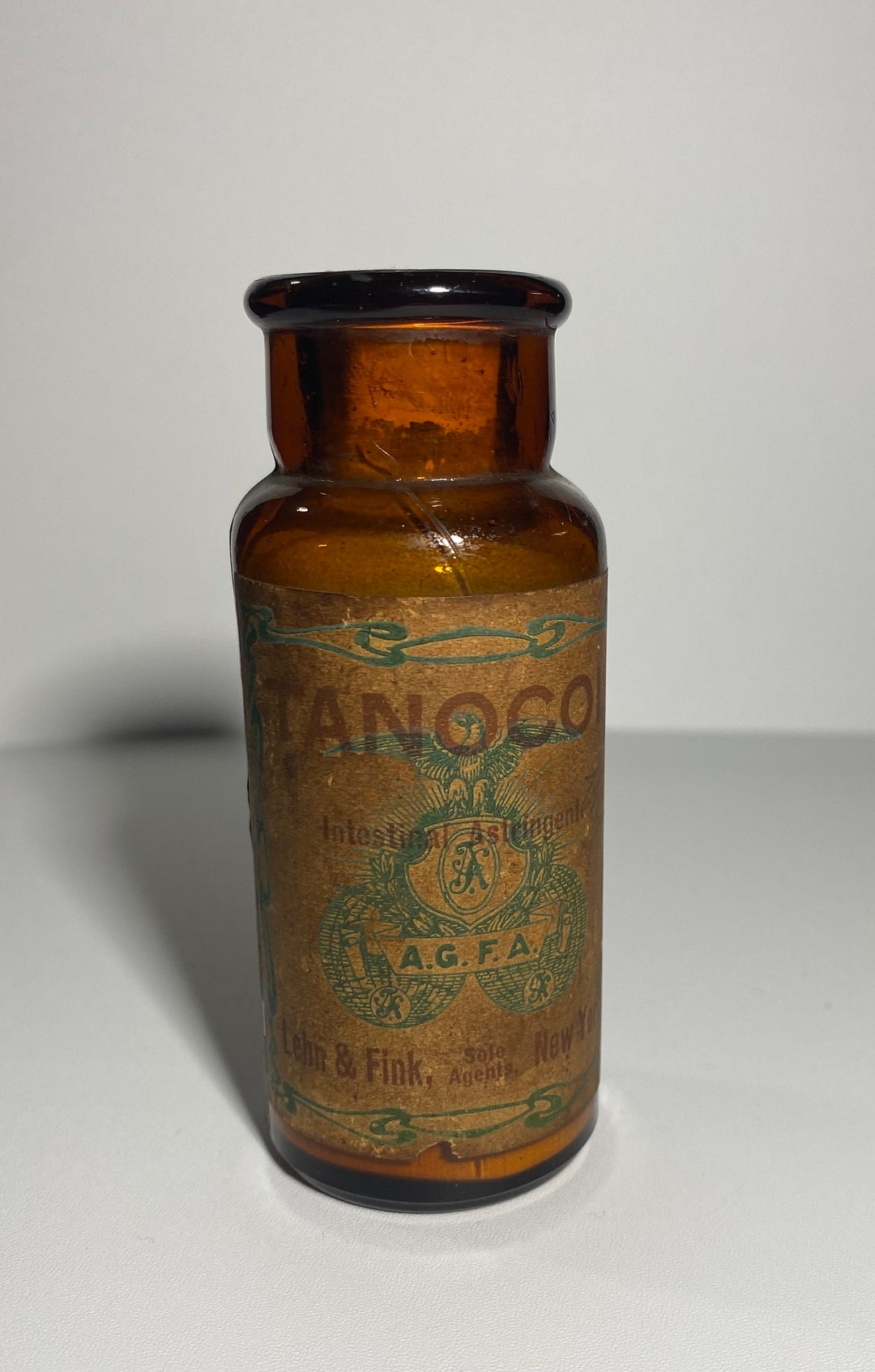 1800s TANOCOL Antique Medicine Bottle With Label and Contents. Very ...