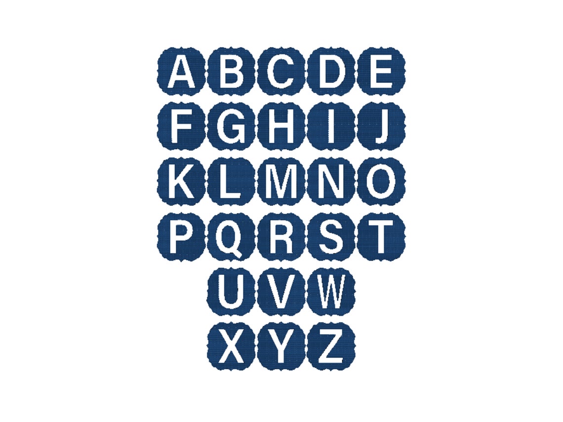 Embossed Machine Embroidery Alphabet, Monogram Towel Font, A-Z Sorted ...