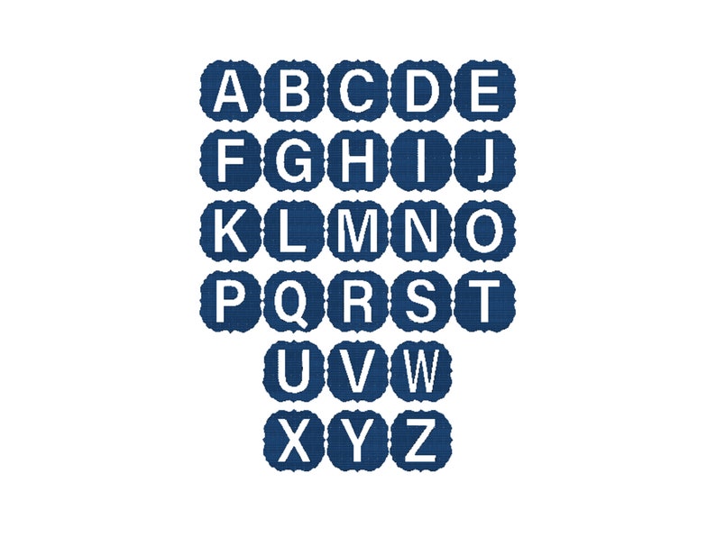 Embossed Machine Embroidery Alphabet, Monogram Towel Font, A-Z Sorted ...