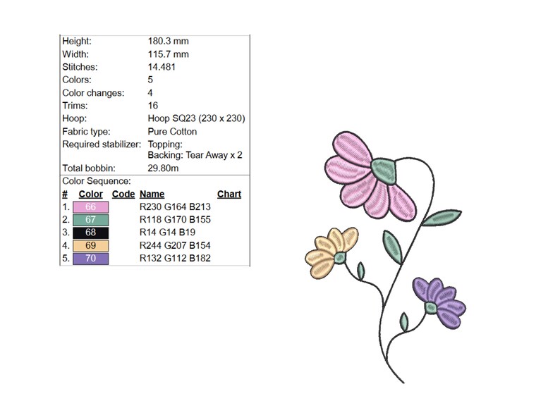 Floral Embroidery, Machine Embroidery Design, 6 Sizes, Instant Download ...