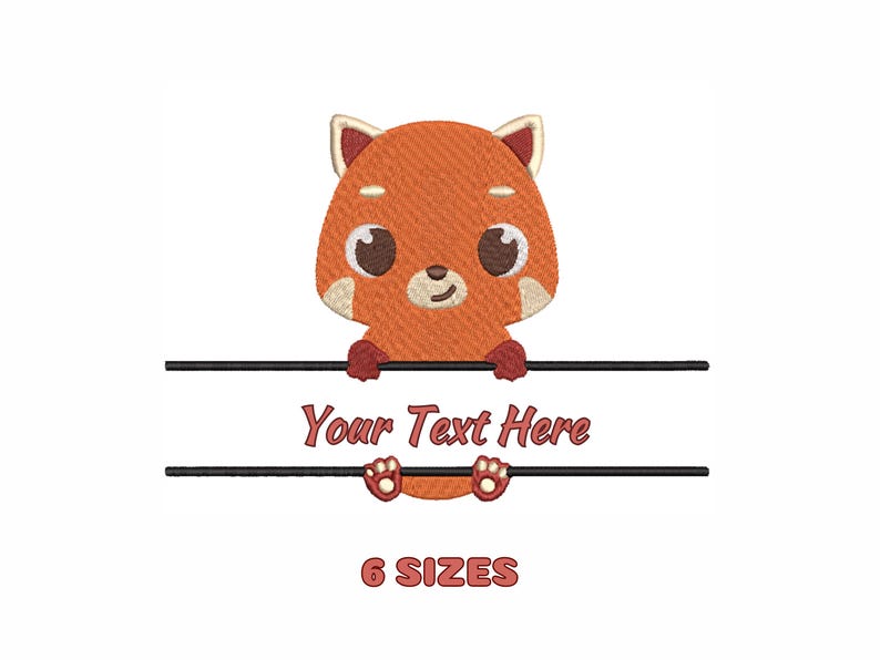 Split Red Panda Embroidery, Farm Animal Design, Machine Embroidery ...
