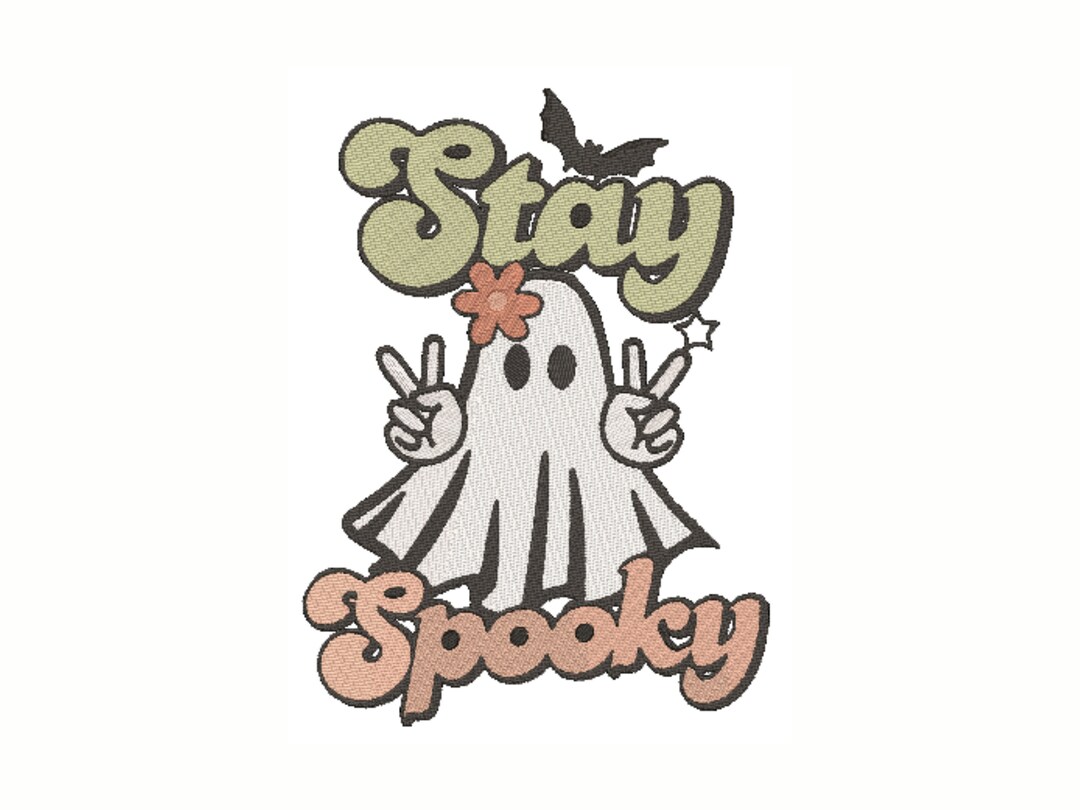 Ghost With Flower Embroidery Design, Halloween Machine Embroidery ...