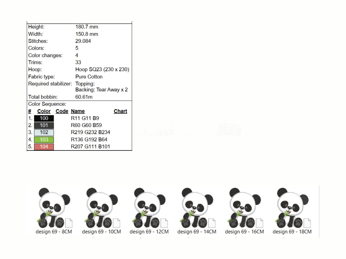 Playful Panda Embroidery Digital File - Cute DIY Stitching Design ...