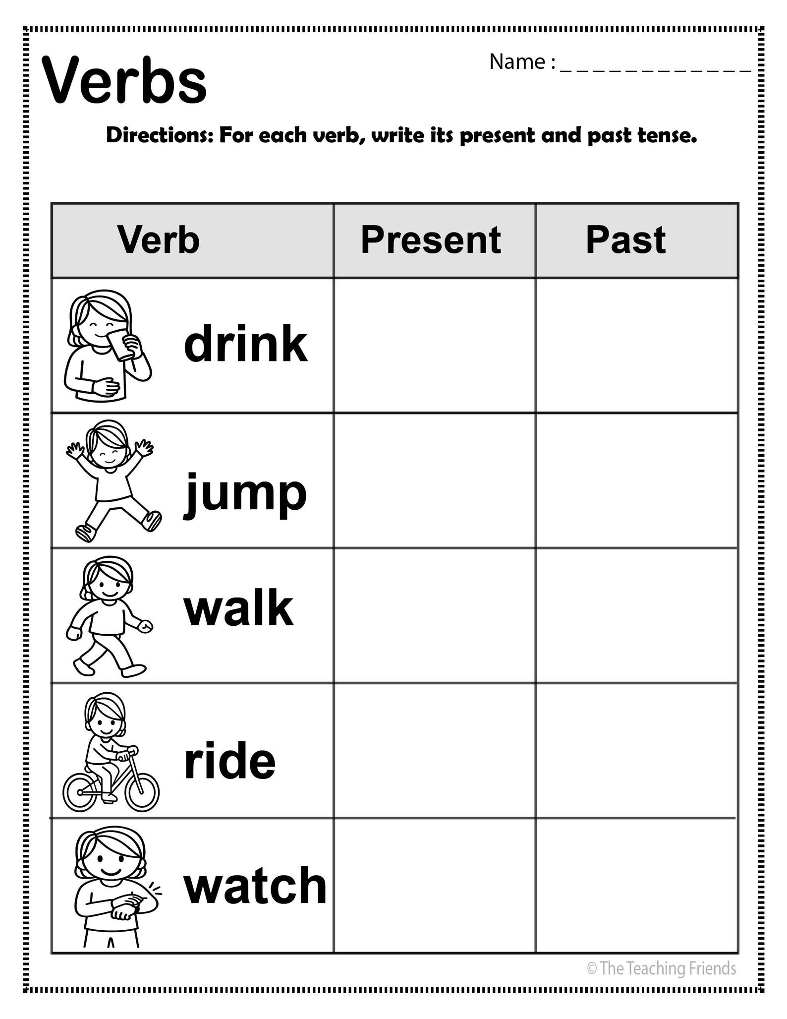 Verb Tense Worksheets | Kindergarten & 1st Grade (printable) - Etsy
