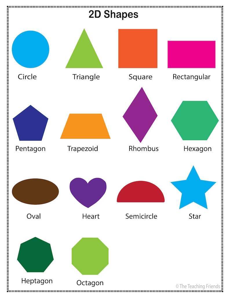 2D Shapes Tracing Drawing Worksheets Preschool Kindergarten Math ...