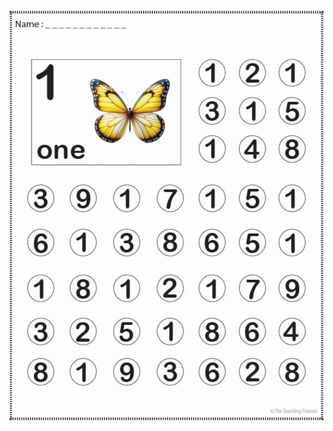 Number Hunt Worksheets Counting 1 to 20 Find and Dab Activity Preschool ...