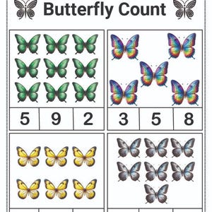 Butterfly Counting Clip Cards 1-20, Preschool and Kindergarten Math ...