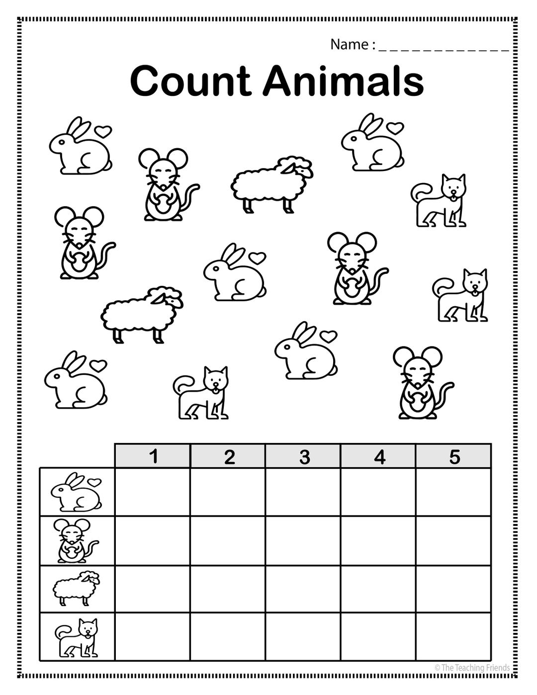 Counting Worksheet: Fun Math Activity, Numbers 1-10 (printable PDF) - Etsy