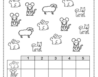 Math Kindergarten Activity, Counting Animals 1-10 ( Digital , Printable ...