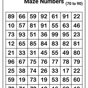Number Maze Worksheets, Fun Math Activity, Numbers 1-100, Kindergarten ...