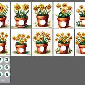 Spring Daffodil Counting Activity Math Game for Preschool Kindergarten ...