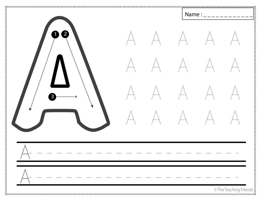 Alphabet Tracing Worksheets, Uppercase Letters A-Z, Handwriting ...