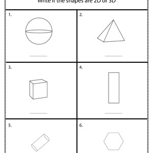 2D and 3D Shapes Learning Worksheets – Printable Activity - Etsy
