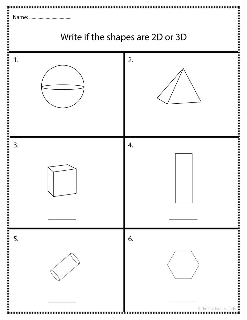 2D and 3D Shapes Learning Worksheets – Printable Activity - Etsy