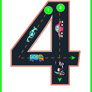 Number Tracing Roads Flashcards Car Counting Practice Montessori Math ...