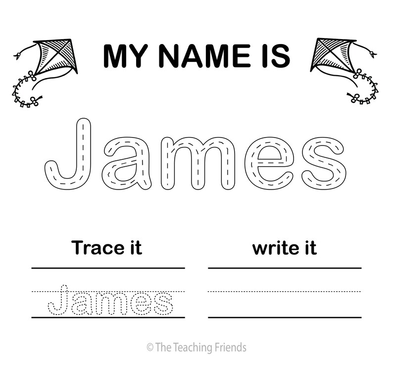 Pre-k Custom Name Tracing Worksheet for Kids Writing Practice Learning ...