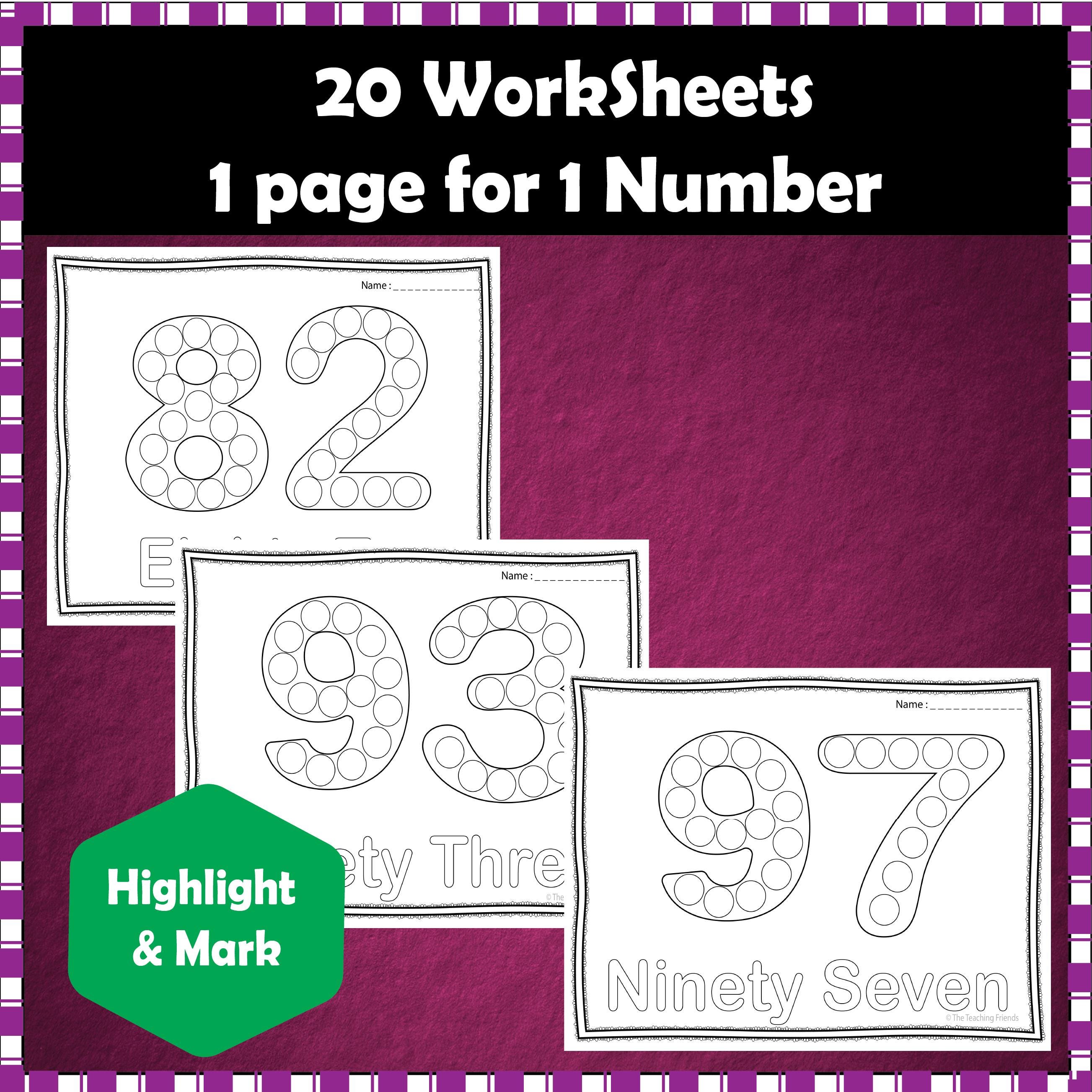 Number Dot Painting Worksheets 81-100| Bingo Daubers | Kindergarten ...