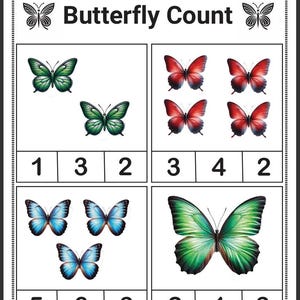 Butterfly Counting Clip Cards 1-20, Preschool and Kindergarten Math ...