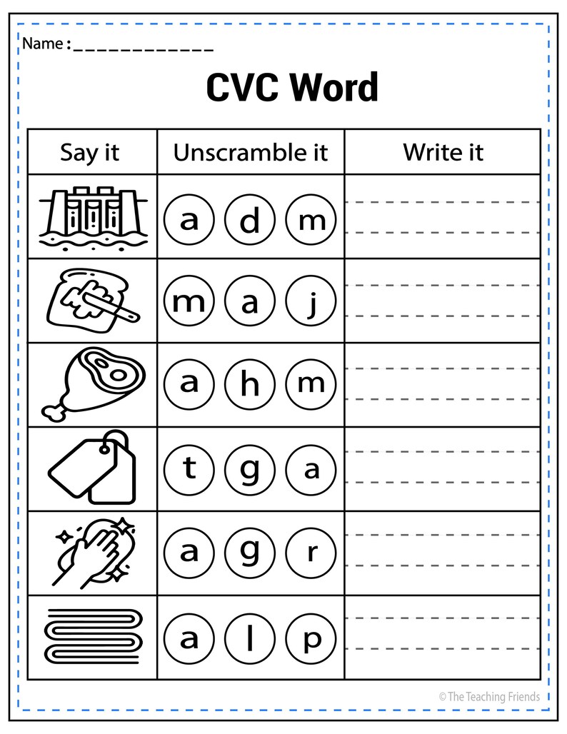 CVC Word Worksheets, Kindergarten Phonics, Short Vowel Sounds, Reading ...