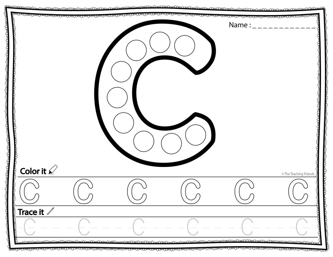 Dot Painting Alphabet Worksheets: Letter Recognition, Fine Motor Skills ...