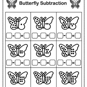 Butterfly Math Worksheets: Addition & Subtraction Practice (PDF) - Etsy