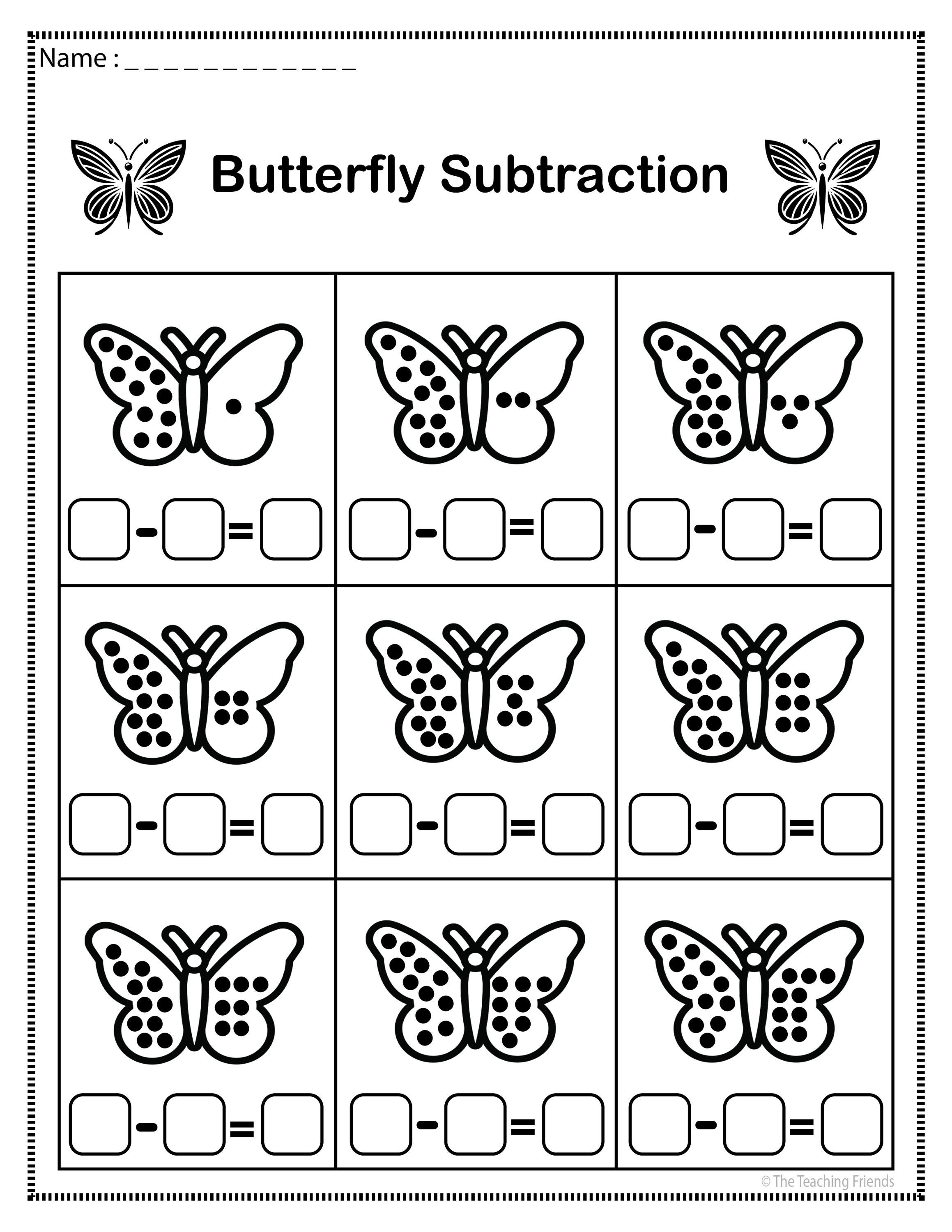 Butterfly Math Worksheets: Addition & Subtraction Practice (PDF) - Etsy