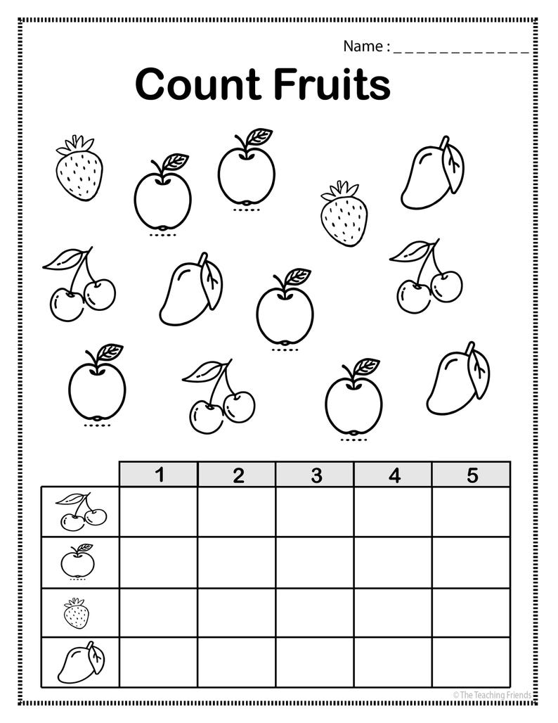 Preschool Kindergarten Counting Worksheets Fun Math Activity Numbers 1 ...
