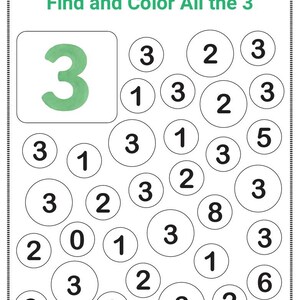 Find and Color Number Worksheets for Kids | Number Recognition Practice ...