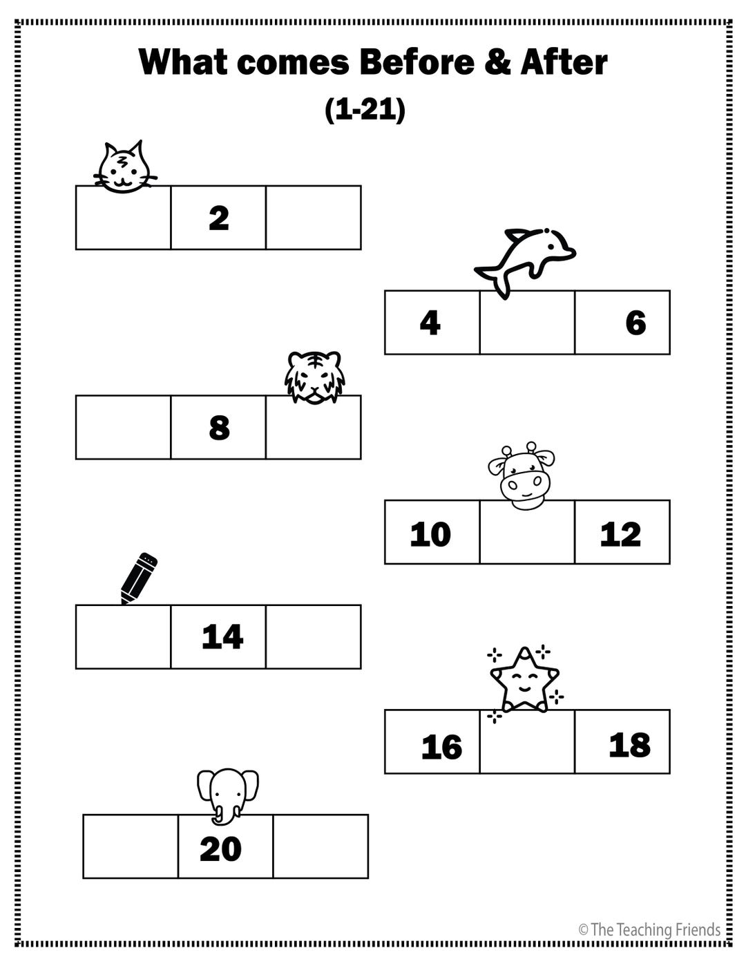 Fun Number Sequence Worksheets 1-200 | Before and After Counting ...
