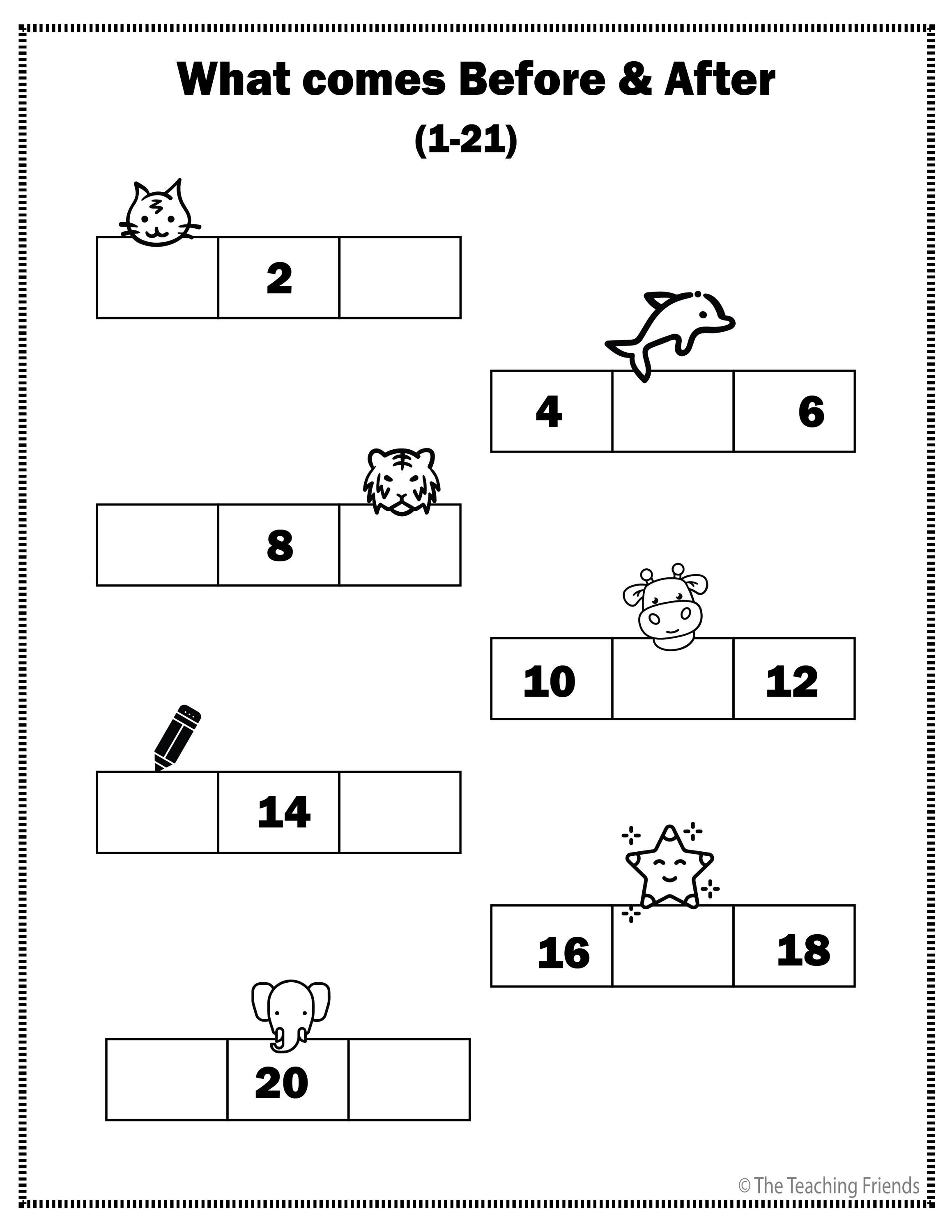 Fun Number Sequence Worksheets 1-200 | Before and After Counting ...