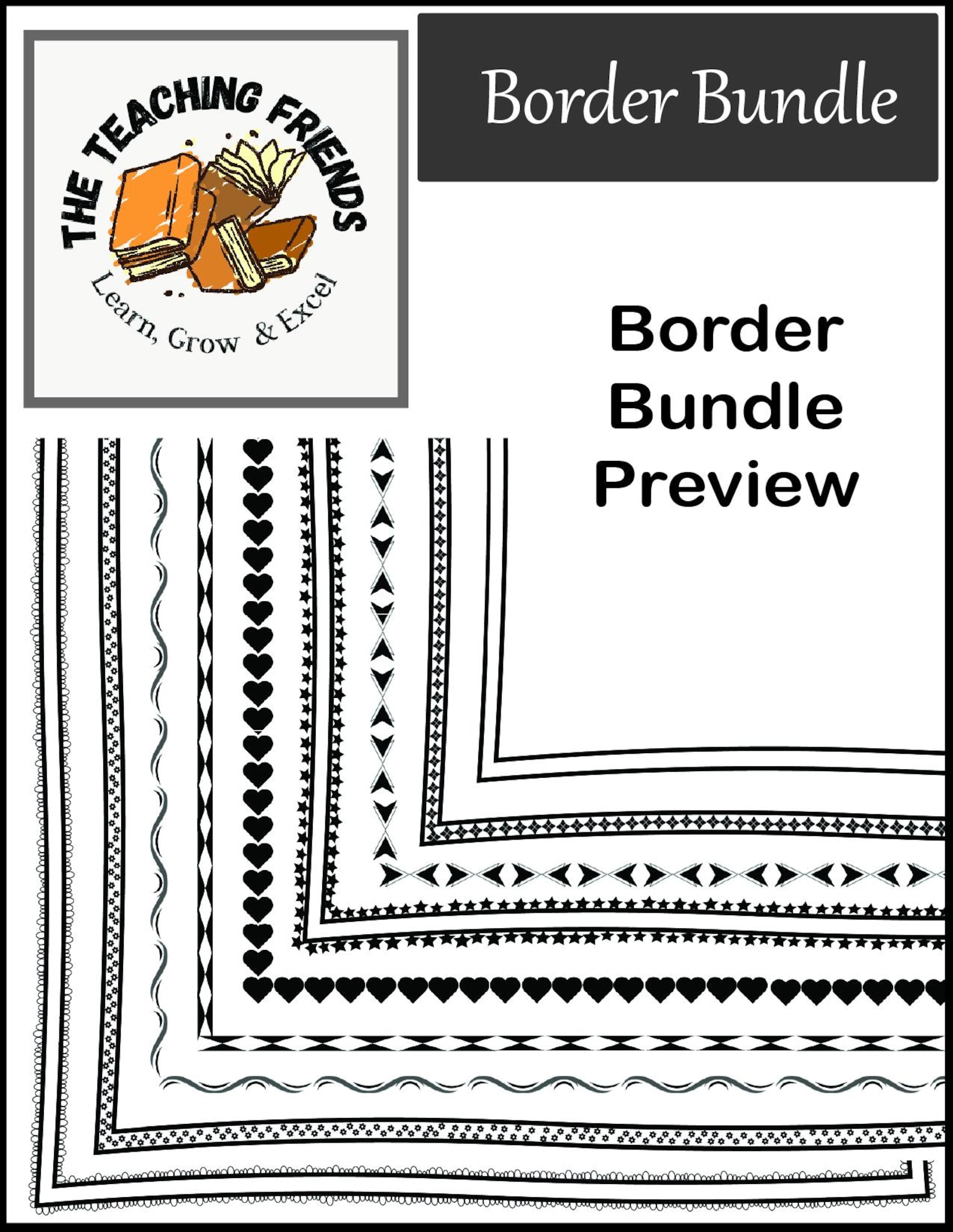 Printable Border Frames Clipart: Teacher Worksheet Decor (digital ...