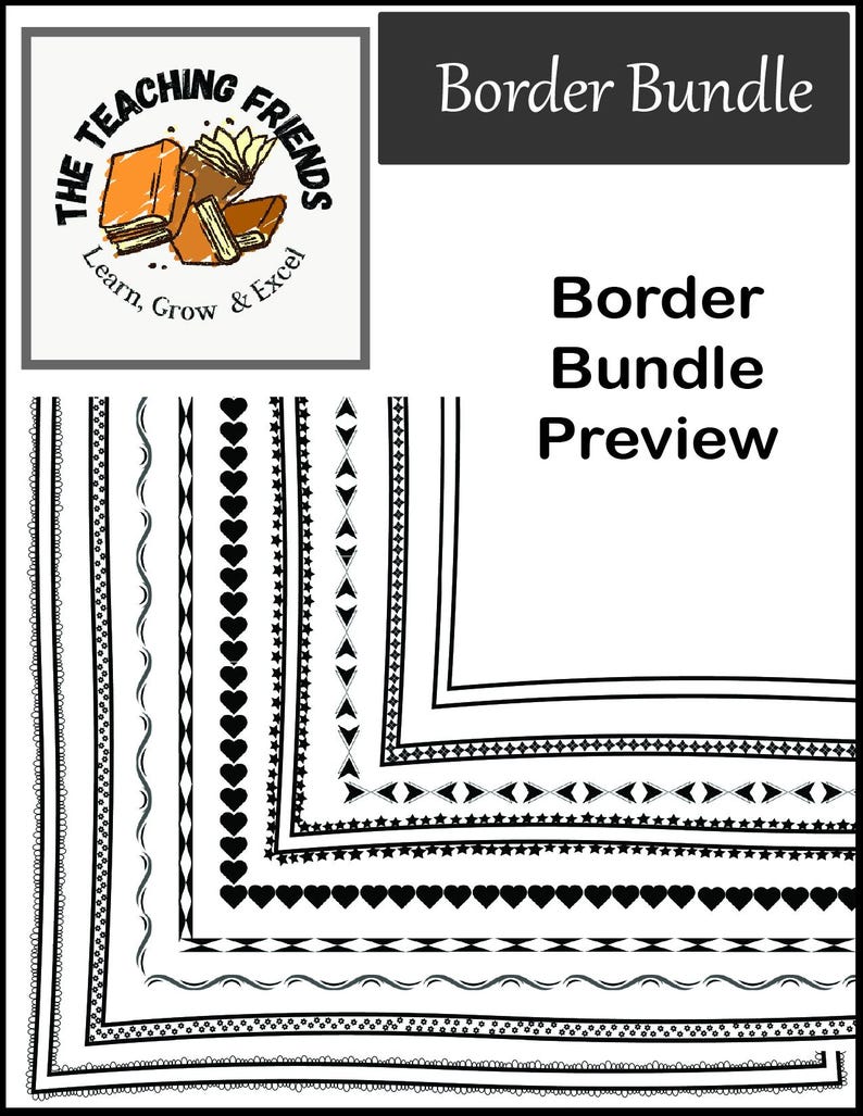 Printable Border Frames Clipart Digital Borders for Worksheets ...