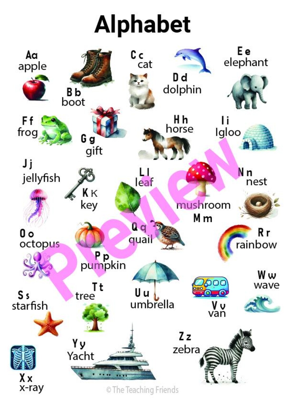 Alphabet and Number Chart: Educational Printable for Kids (PDF) - Etsy