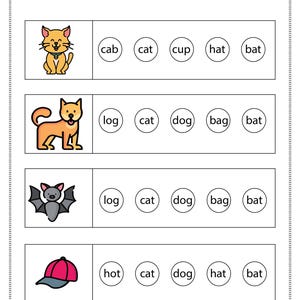 CVC Word Dab Worksheets Phonics Activity Short Vowel Sounds ...
