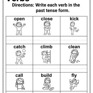 Past Tense Verb Worksheets | Kindergarten & 1st Grade (printable) - Etsy
