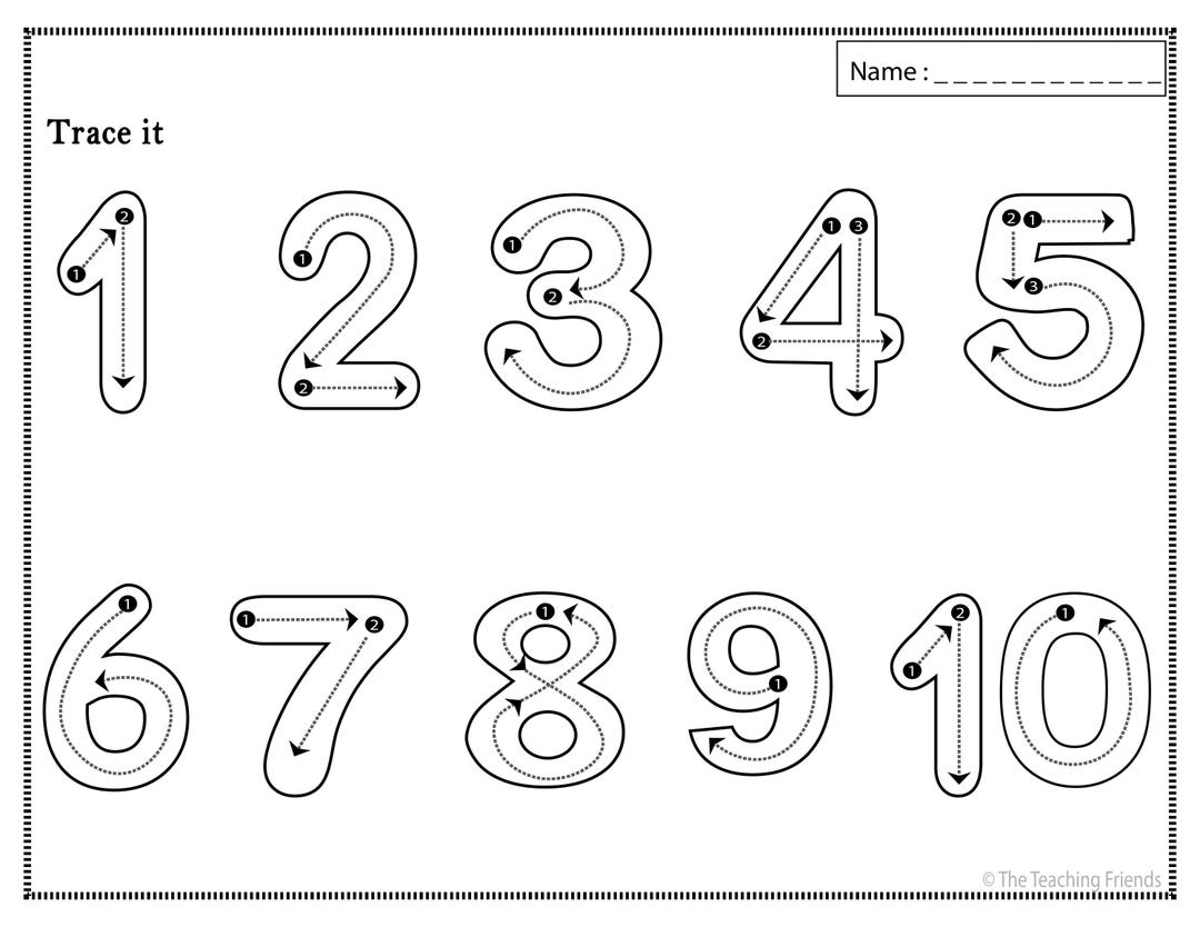 Number Tracing and Writing Worksheets | Practice 1-10 for Preschool ...