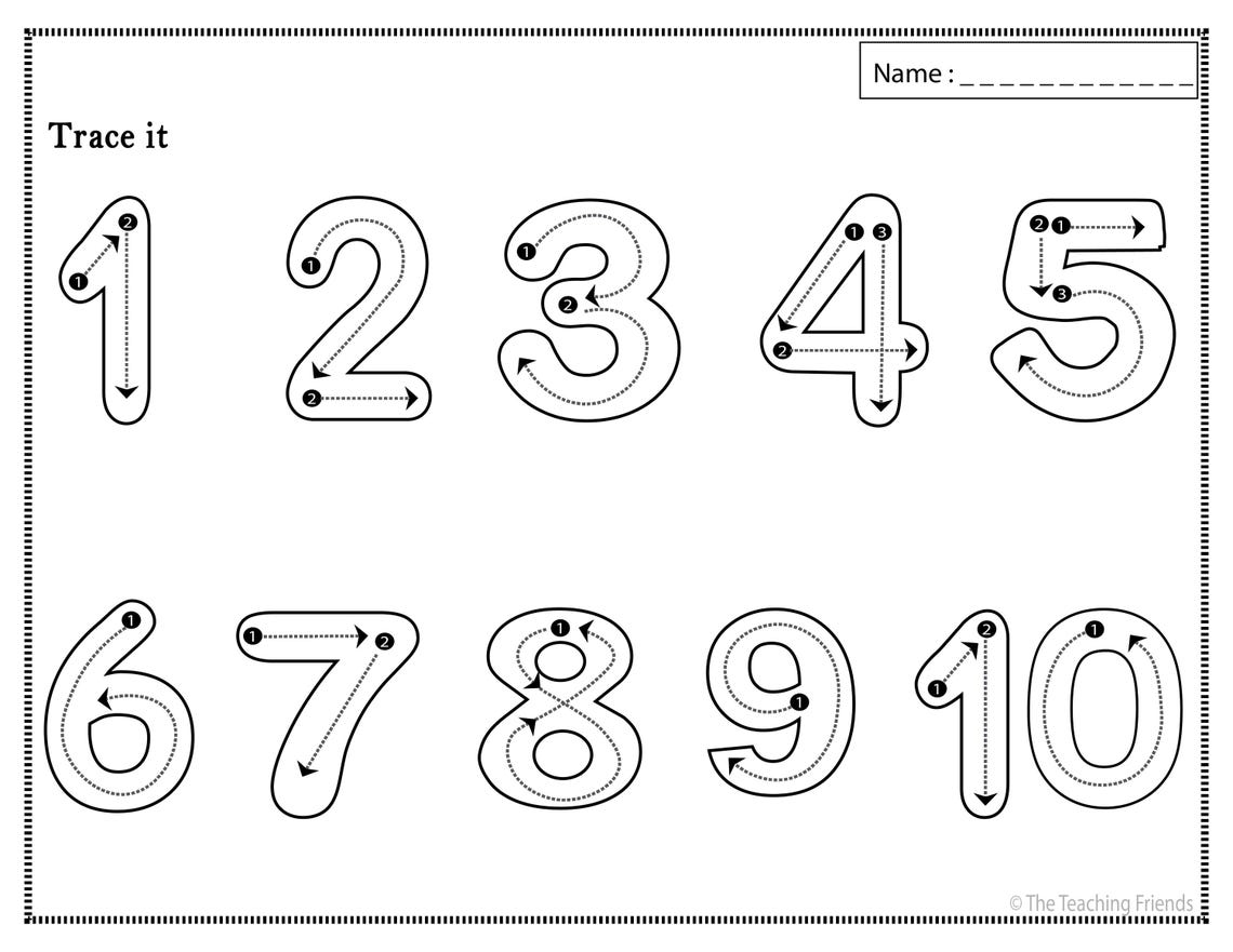 Number Tracing and Writing Worksheets | Practice 1-10 for Preschool ...